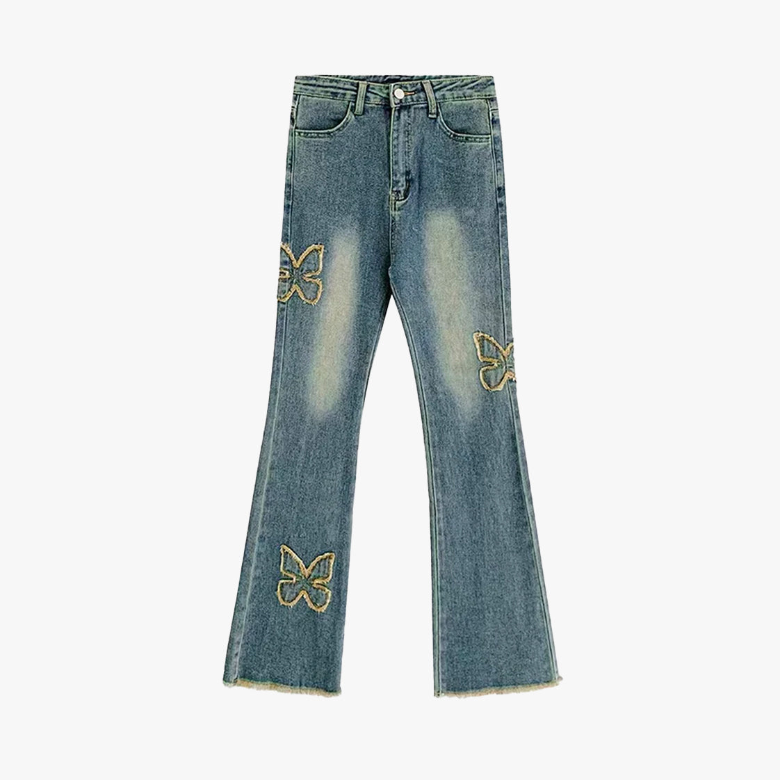 Y2K Butterfly Embroidery Flared Jeans – Kultur and Co